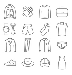Mens clothing male fashion line icons set Vector Image