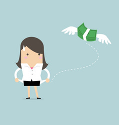 Businesswoman with no money for spending Vector Image
