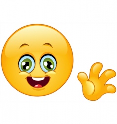 Smiley emoticon waving hand Royalty Free Vector Image