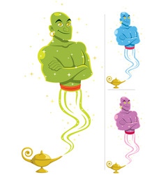 Genie granting the wish Royalty Free Vector Image