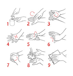 Hand washing instructions black and white Vector Image