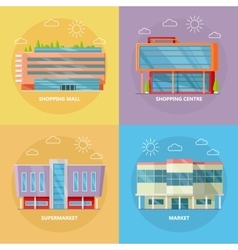 Shopping centre icon set in flat design Royalty Free Vector