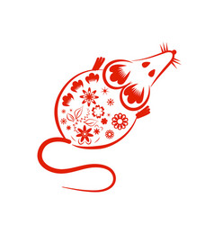 Chinese mouse in traditional paper cut style Vector Image
