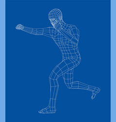 Wire frame athlete body on white background Vector Image