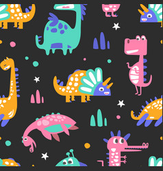 Cute dino seamless pattern Royalty Free Vector Image