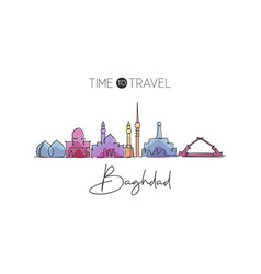 One continuous line drawing baghdad city Vector Image
