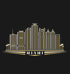 Miami skyline in black with reflection Royalty Free Vector