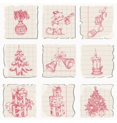 Vintage christmas set old paper Royalty Free Vector Image