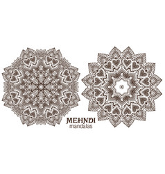 Set of four abstract round lace design Royalty Free Vector