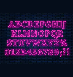 Pink neon script uppercase and lowercase letters Vector Image