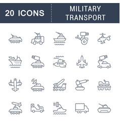 Military line icon set war and army symbols Vector Image