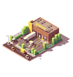 Isometric low poly warehouse building icon Vector Image