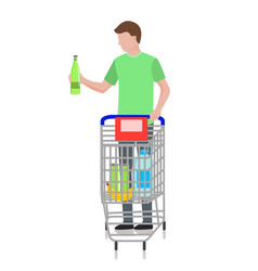 Cartoon man in food store or supermarket Vector Image
