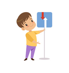 Cute boy holding stop sign traffic education Vector Image