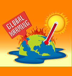 Global warming poster with earth on fire Vector Image
