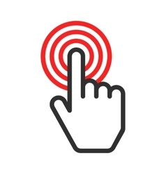 Hand pushing red button isolated on white Vector Image