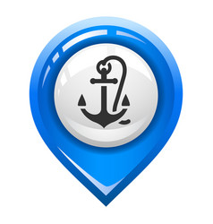 Map pointer with symbol anchor and sea port icon Vector Image