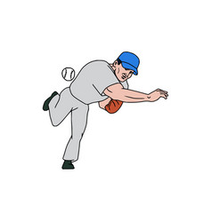 Baseball Pitcher Player Cartoon Royalty Free Vector Image