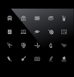 Education icons black background Royalty Free Vector Image