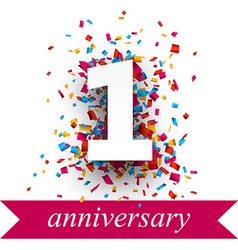 One year paper confetti sign Royalty Free Vector Image