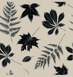 Seamless pattern with hand drawn maple leaves Vector Image
