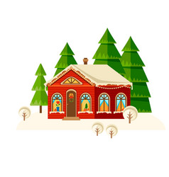 Cartoon christmas houses set snow winter city Vector Image