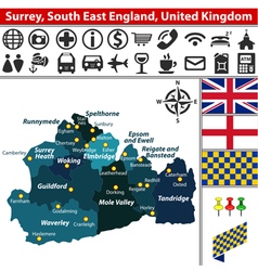 Map surrey south east england united kingdom Vector Image