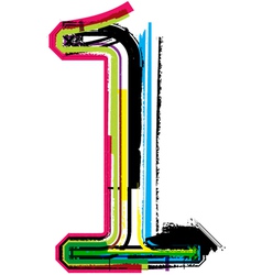 Colorful grunge font number 1 Royalty Free Vector Image