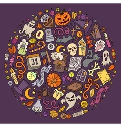 Cartoon hand drawn doodle halloween circle Vector Image