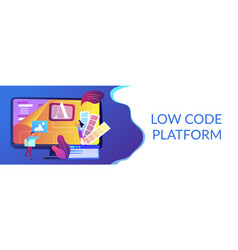 Low code development concept banner header Vector Image
