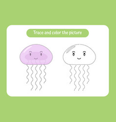 Jellyfish trace and color picture Royalty Free Vector Image
