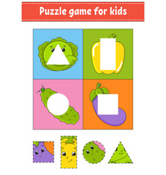 Puzzle game for kids fruit apple cutting practice Vector Image