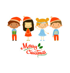 Cute kids wearing christmas costumes Royalty Free Vector