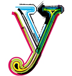 Grunge colorful font Letter Y Royalty Free Vector Image