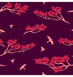 Tree sakura silhouette Royalty Free Vector Image
