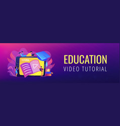 Video tutorial concept landing page Royalty Free Vector