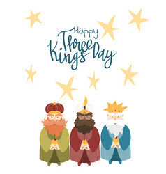 Card for happy three kings day celebration Vector Image