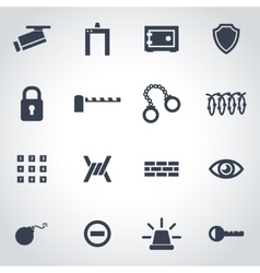 Black security camera icon set Royalty Free Vector Image