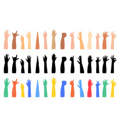 Colorful hands up Royalty Free Vector Image - VectorStock