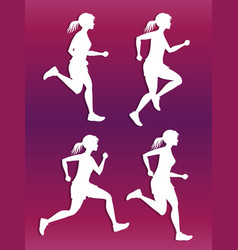 Running woman in white background Royalty Free Vector Image