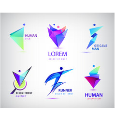 Set of human people group logos family Royalty Free Vector