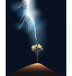Lightning strikes tree Royalty Free Vector Image