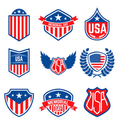 Set of signs with american flag design element Vector Image