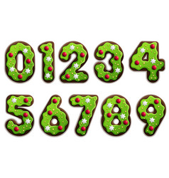 Set of numbers in shape of christmas gingerbread Vector Image