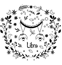 Black and white libra zodiac with a colorful Vector Image