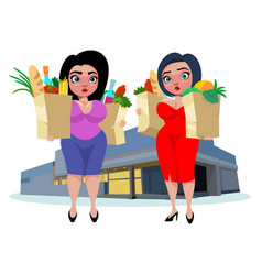 Cartoon plus size women concept Royalty Free Vector Image