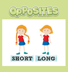 Opposite adjectives short and long Royalty Free Vector Image
