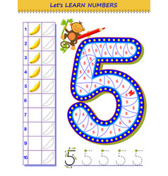 Card number 5 five and rhombus learning numbers Vector Image