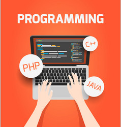 Coding php or html on laptop programming Vector Image
