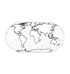 World map in robinson projection solid black land Vector Image